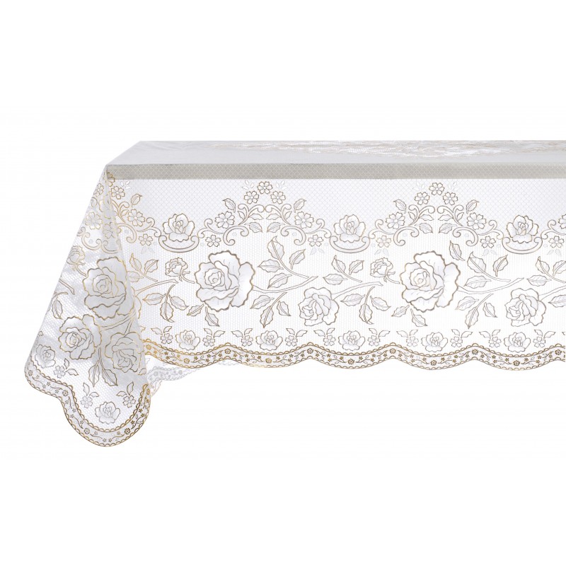 Vinyl lace tablecloth Gold by Blanc Mariclo ideal for a shabby chic decor