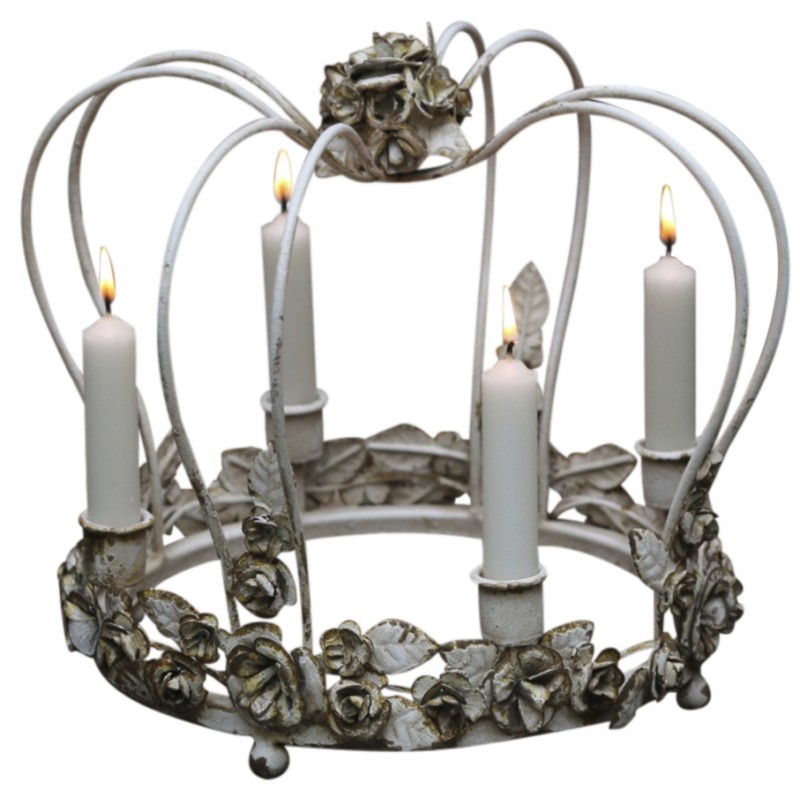 Vintage king crown for 4 candles antique cream for a shabby chic decor
