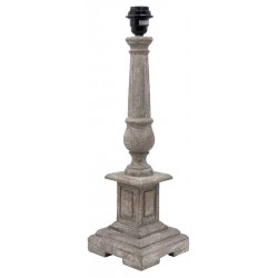 Grooved square pedestal lamp base in gray wood by Quaint & Quality