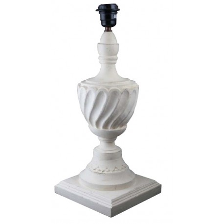 Lamp base with turned wood pattern in white color wood by Quaint & Quality