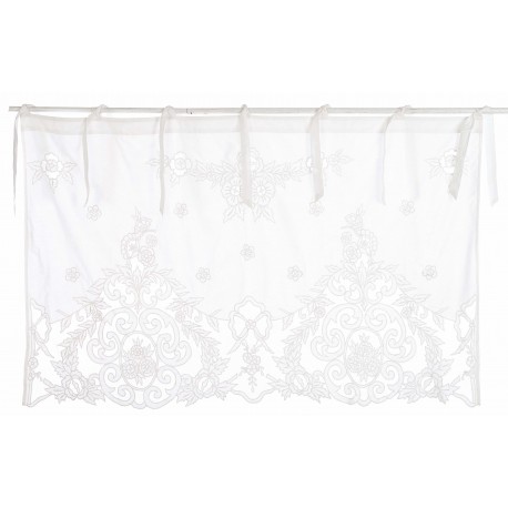 Embroidered valance with ecru knots 50 x 140 cm by Blanc Mariclo